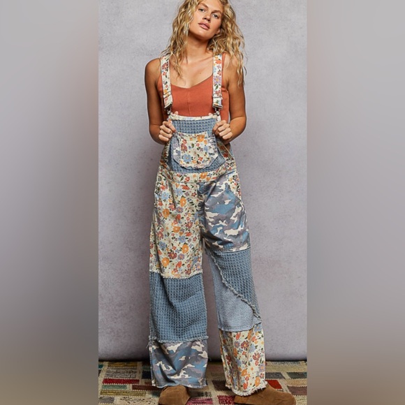 POL | Jeans | Pol Patchwork Cropped Overalls With Floral And Camo ...